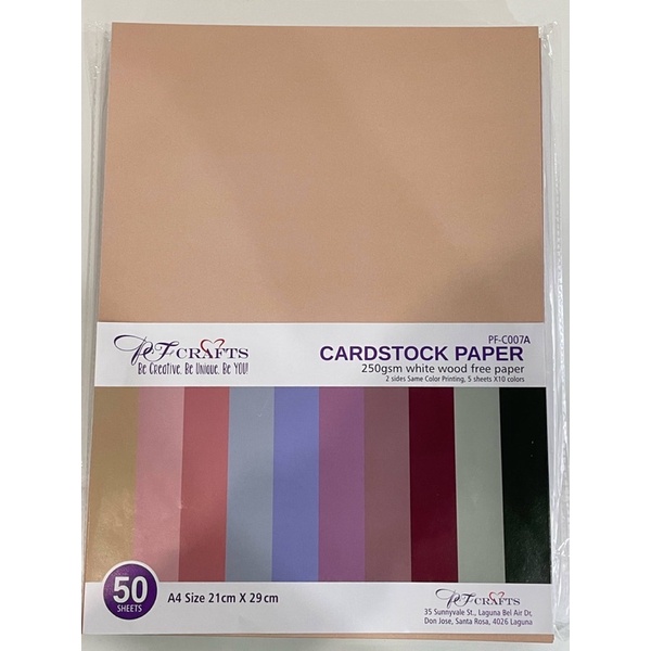 PF CRAFTS Cardstock paper board 250gsm 10colors 5pcs per color per pack ...