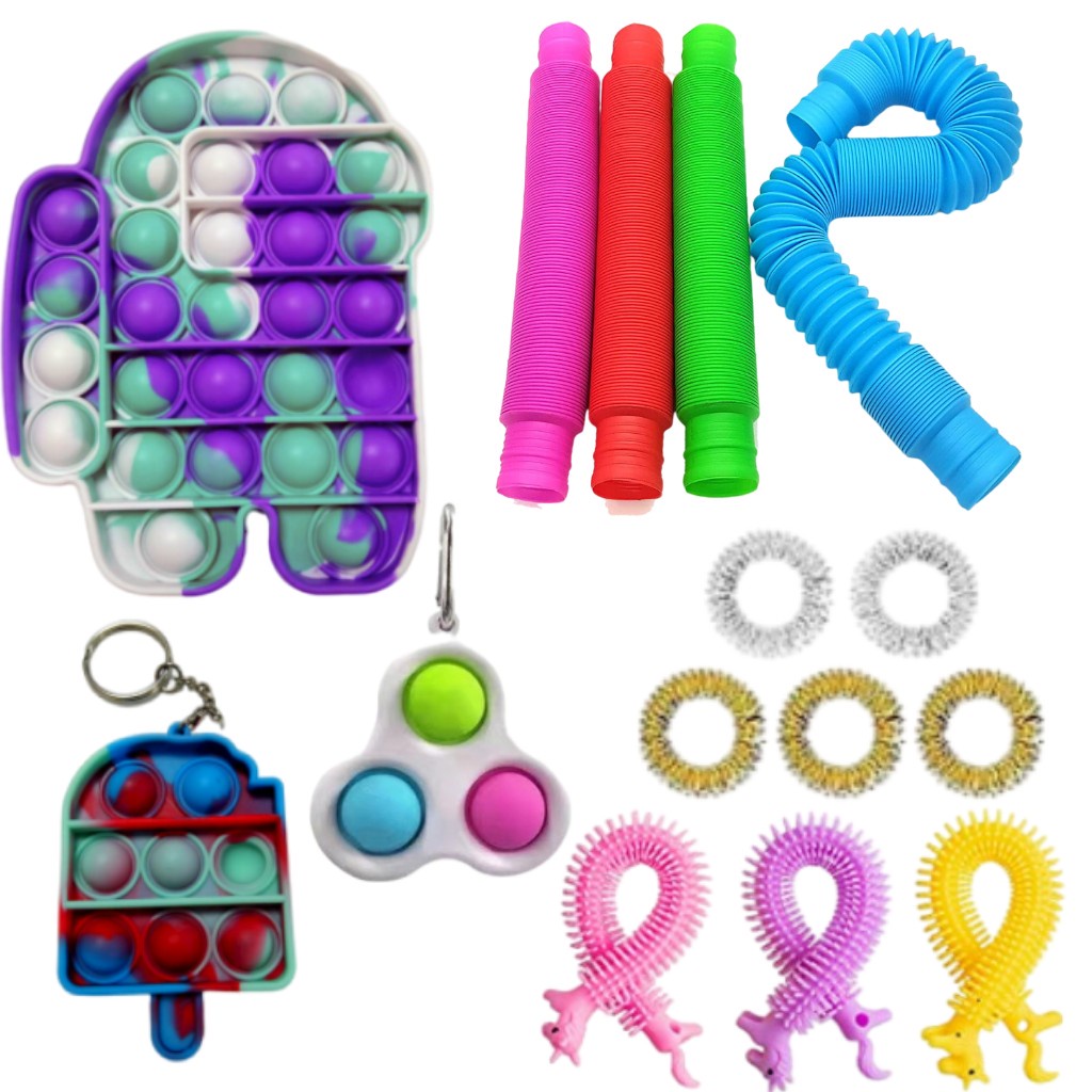 15pcs Fidget Packs Anti-Anxiety Toys, Push Pop-in-It Fidget Block Set ...