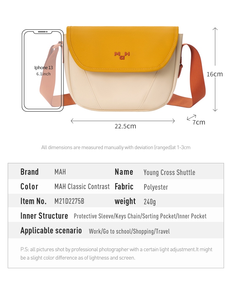 MAH YOUNG Sling Bag Classic Contrast Color Crossbody Bag Portable Phone ...