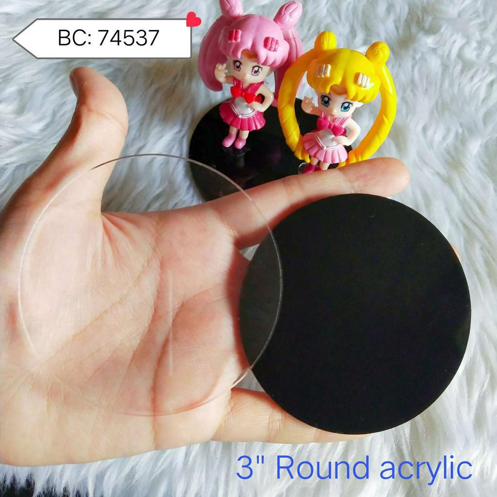 3" Round Acrylic Block | Black Round Acrylic Base | Clear Acrylic Round ...