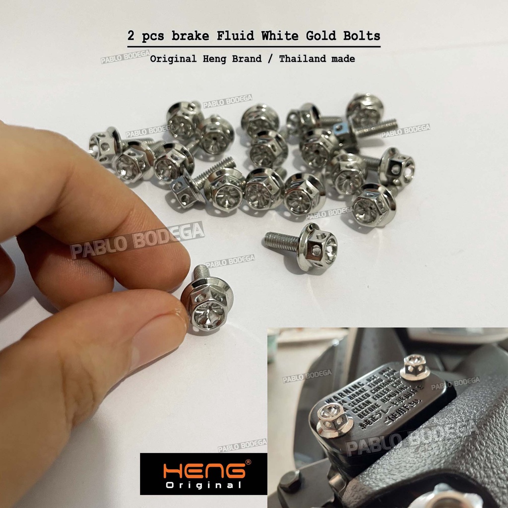 Original Heng Bolts 2 pcs brake fluid white gold bolts 4X12 Plug and ...
