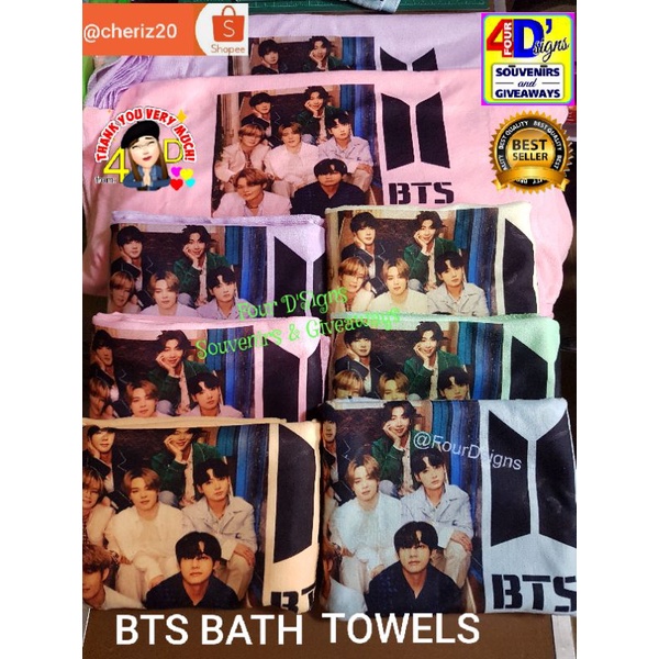 BTS, Tiny Tans, BT21 Bath Towels 55inches / Personalized | Shopee ...
