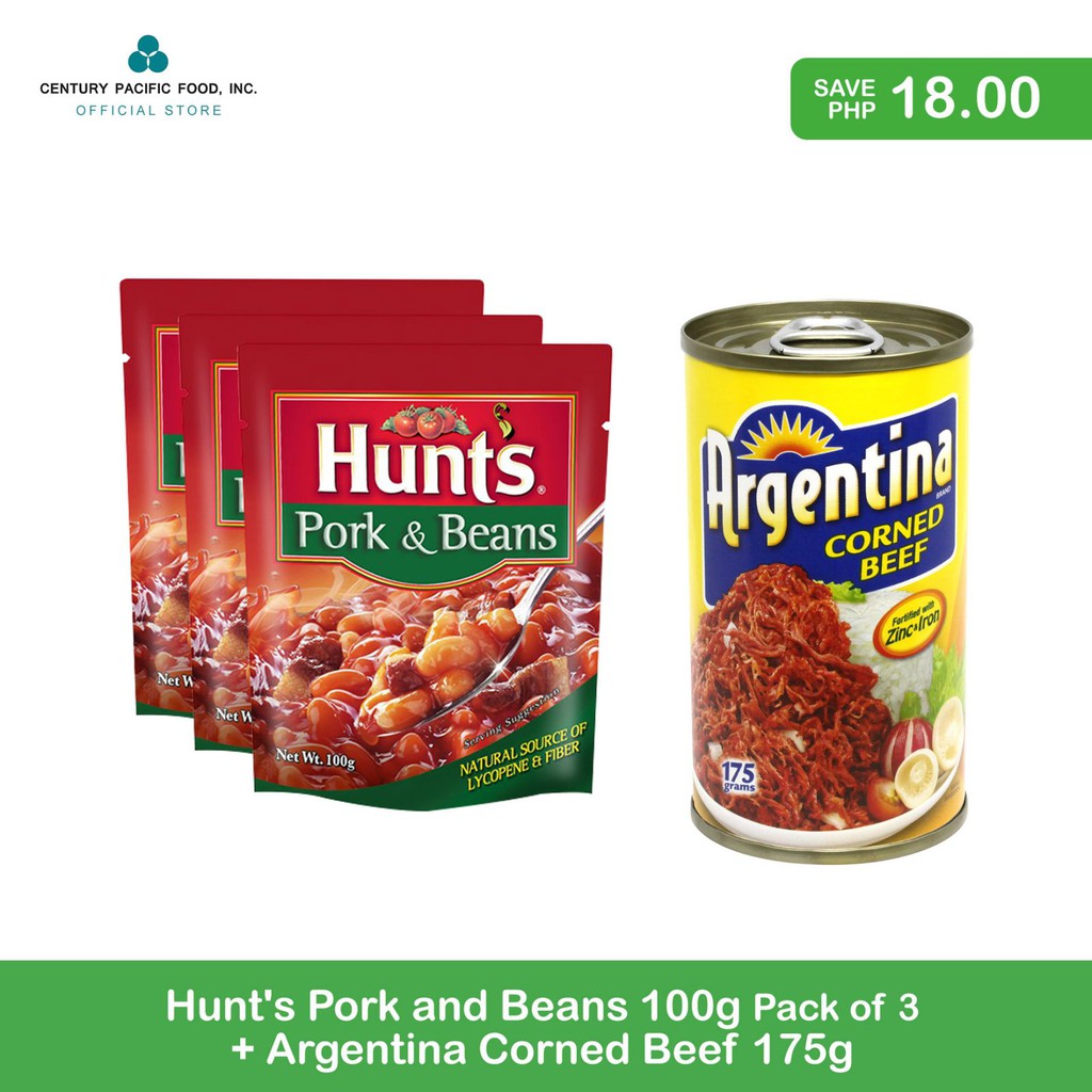 Hunt's Pork and Beans 100g Pack of 3 + Argentina Corned Beef 175g ...