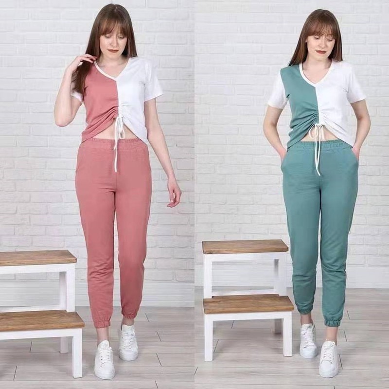 New Style Casual Womens Terno Short Sleeved Suit Top And Pants Shopee Philippines