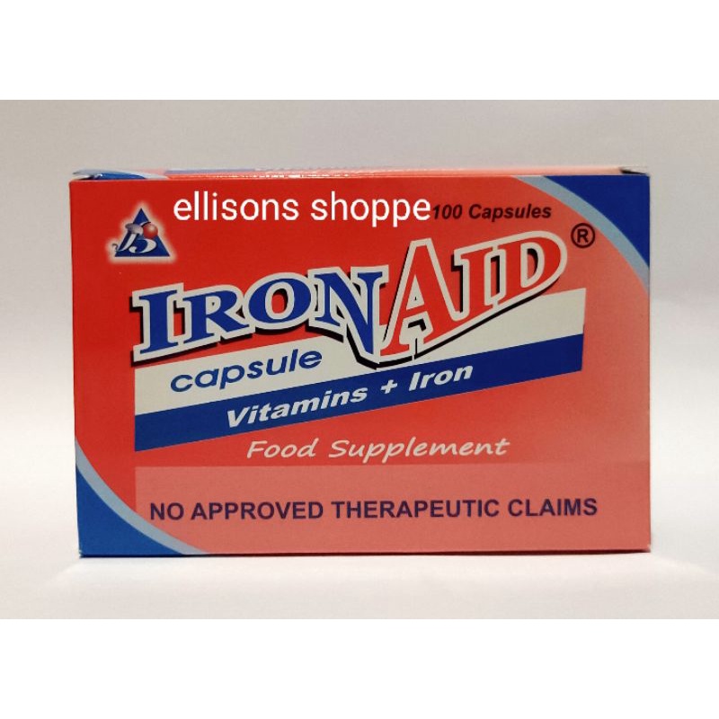 IronAid Vitamins + Iron Food Supplement Box of 100 Capsules | Shopee ...