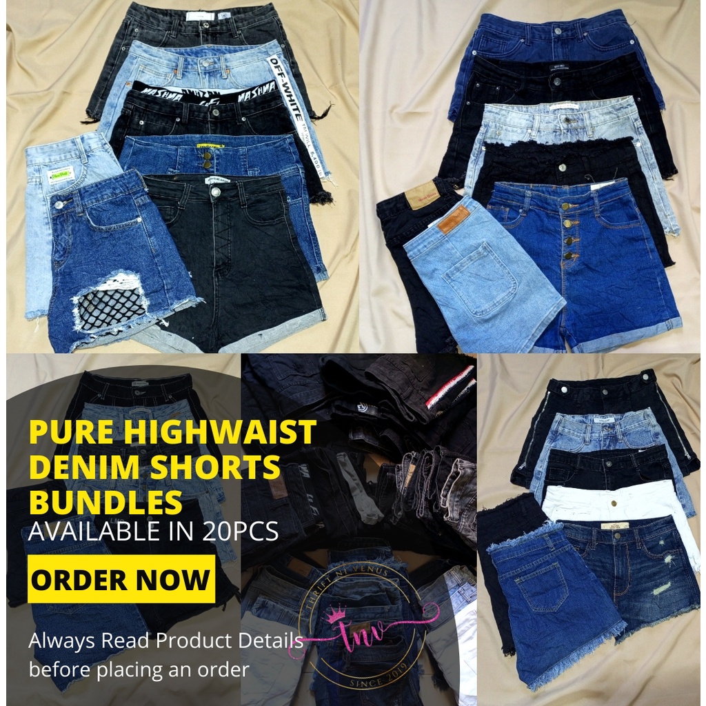 20pcs. Pure Highwaist Denim Shorts Ukay Prepacked Bundles ( Mixed dark ...
