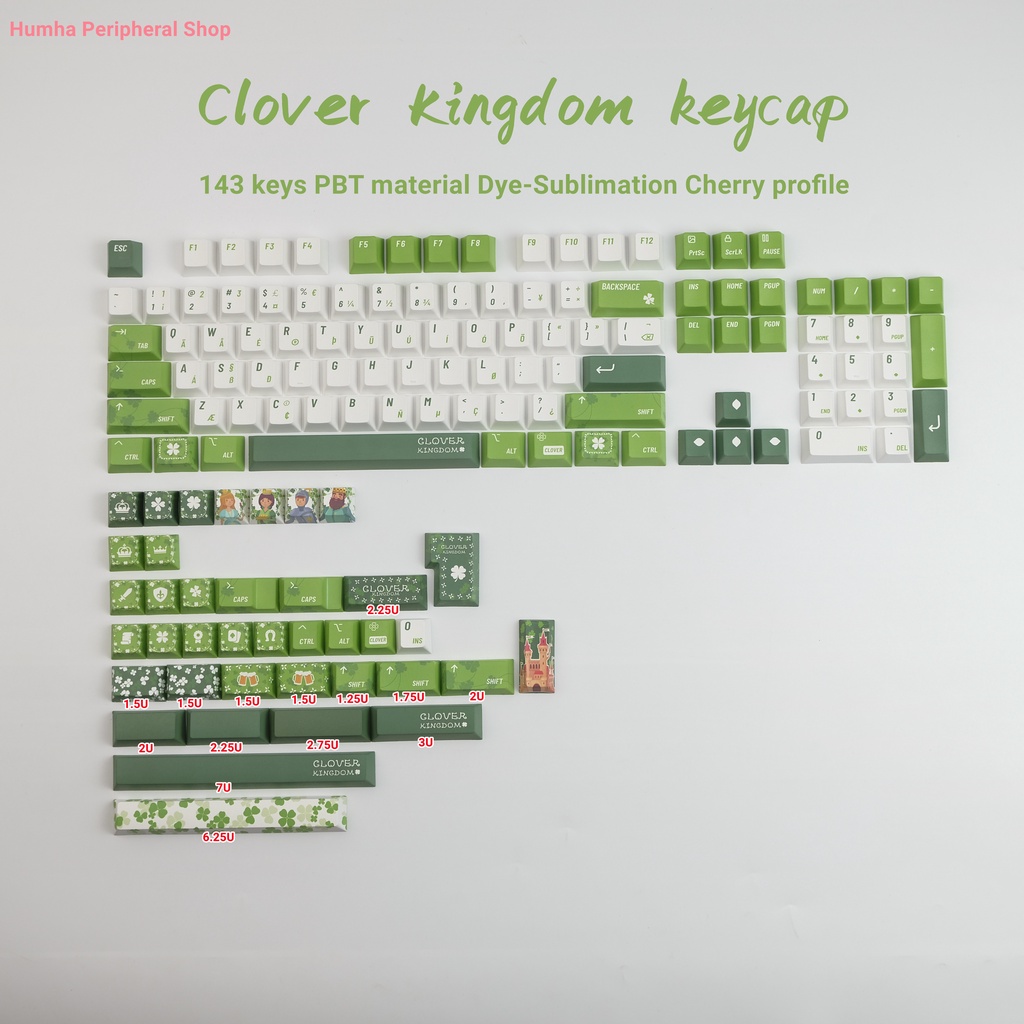 Clover Kingdom keycap 143 keys PBT material Dye-Sublimation Cherry ...
