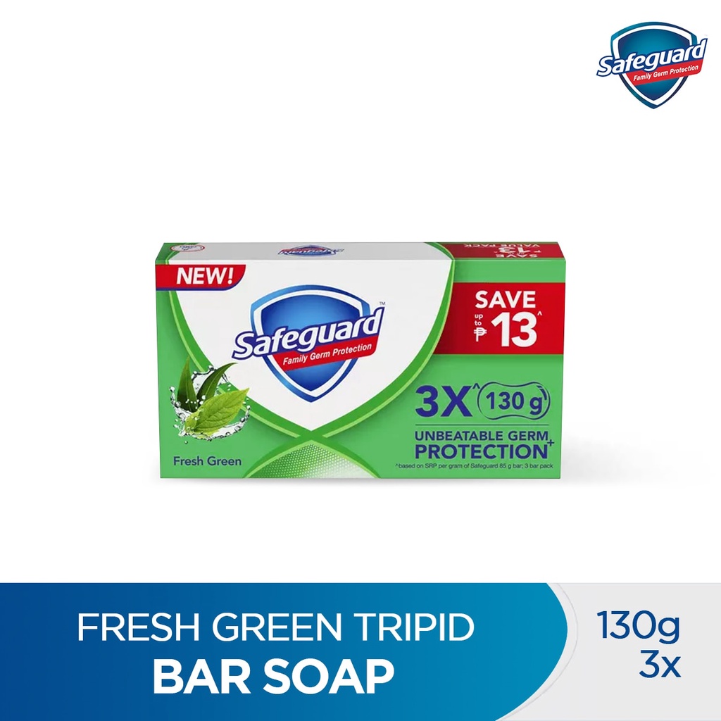 SAFEGUARD Fresh Green Tripid Bar Soap 130g | Shopee Philippines
