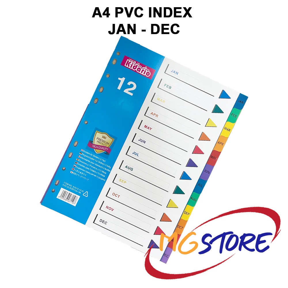 A4 Colour PVC Index Divider JAN - DEC | Shopee Philippines