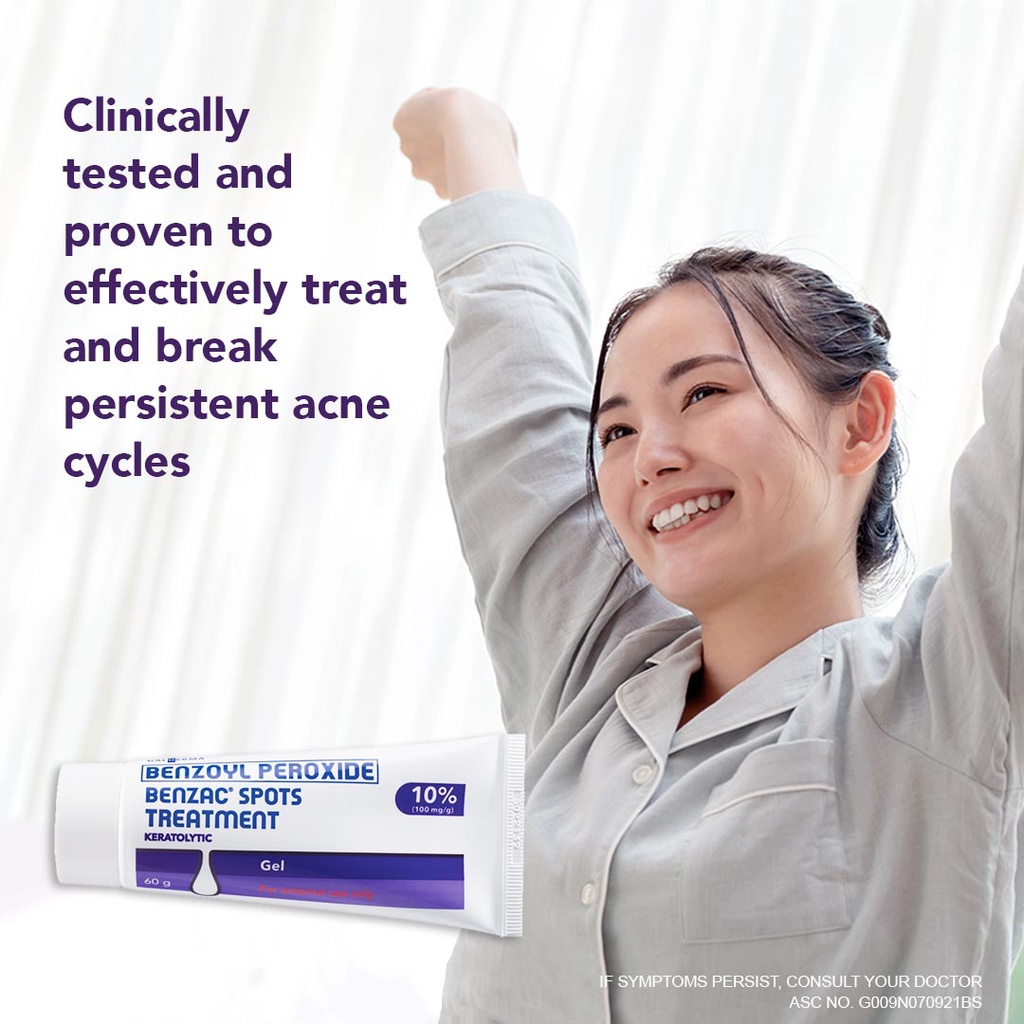Benzac Benzoyl Peroxide Spots Treatment Gel 10% 60gm [Anti-Acne ...