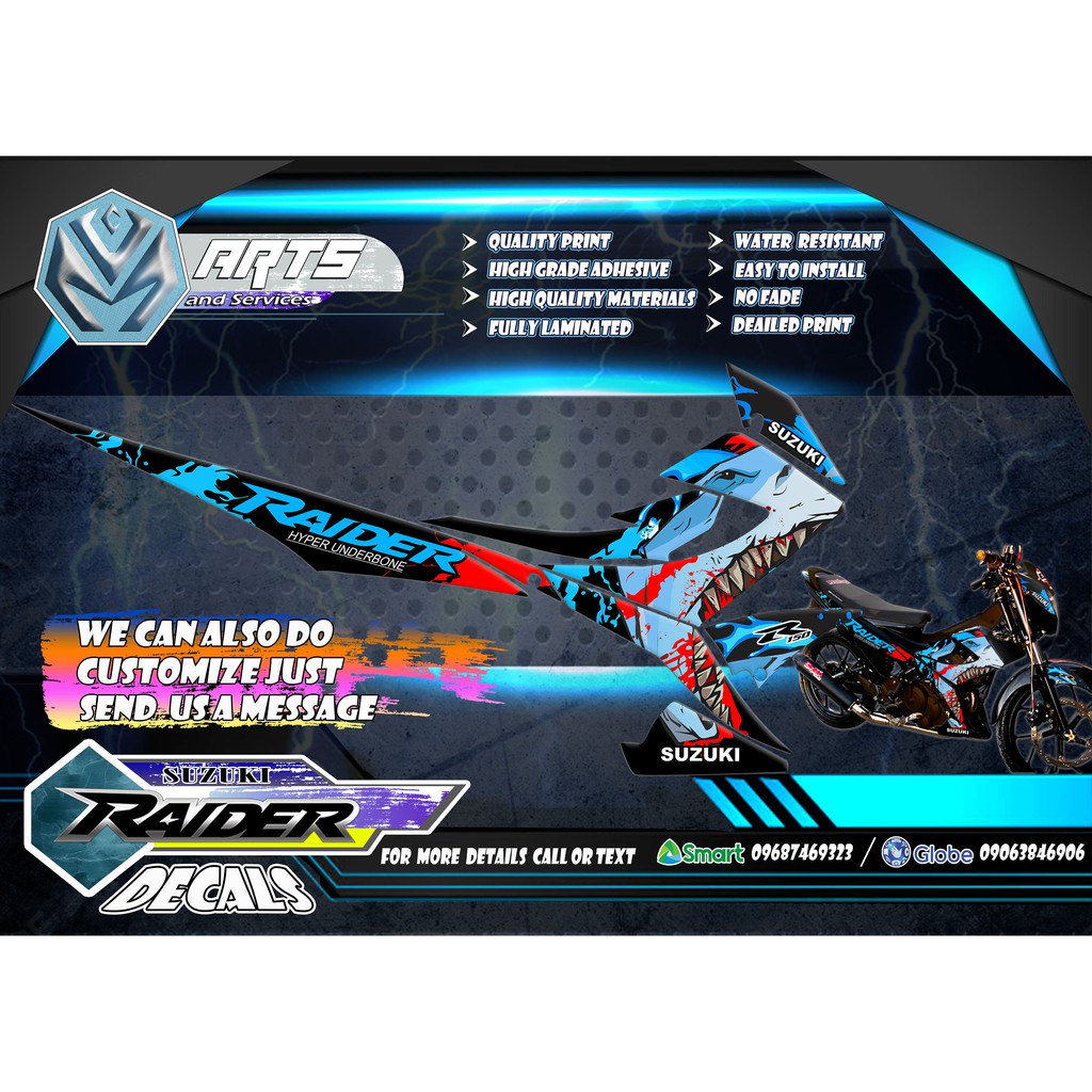 Raider 150 Decals - Blue Shark | Shopee Philippines