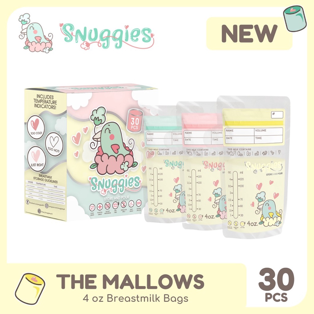 1 PACK 4oz Snuggies Breastmilk Bag Mallows - with SPOUT and THERMAL ...