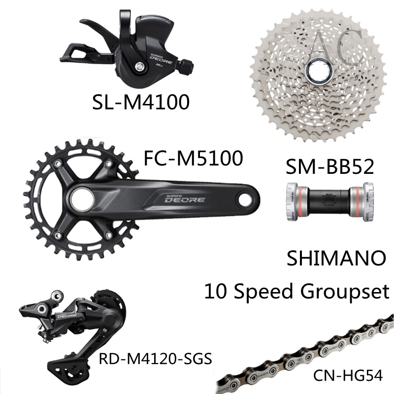 SHIMANO DEORE M4100 1x10 Speed Groupset M5100 Crankset SL-M4100 Shifter RD-M4120-SGS Rear ...