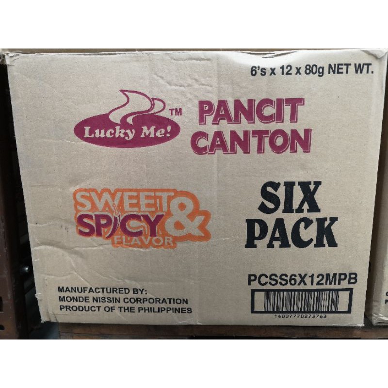 LUCKY ME PANCIT CANTON SWEET AND SPICY FLAVOR 72PCS PER BOX | Shopee ...