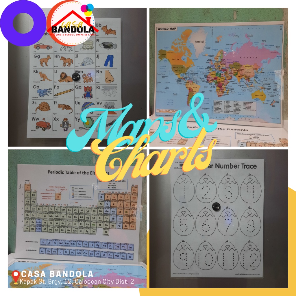 (1 sheet) PERIODIC TABLE | PHILIPPINE MAP | MAP OF ASIA | WORLD MAP | LAMINATED CHARTS & MAPS ...