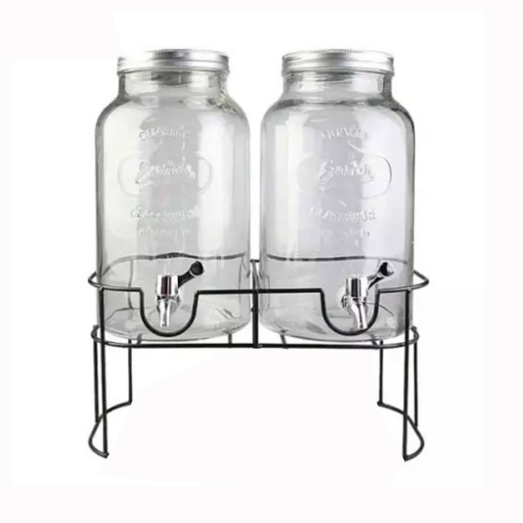 Portable Double Jar Glass Container For Water/ Wine /Mixed Juice with ...