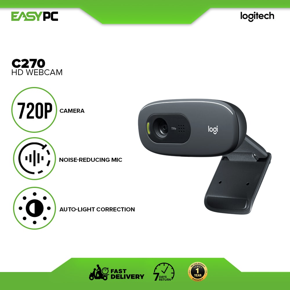Logitech C270 HD Webcam, HD 720p, Widescreen HD Video Calling, HD Light ...