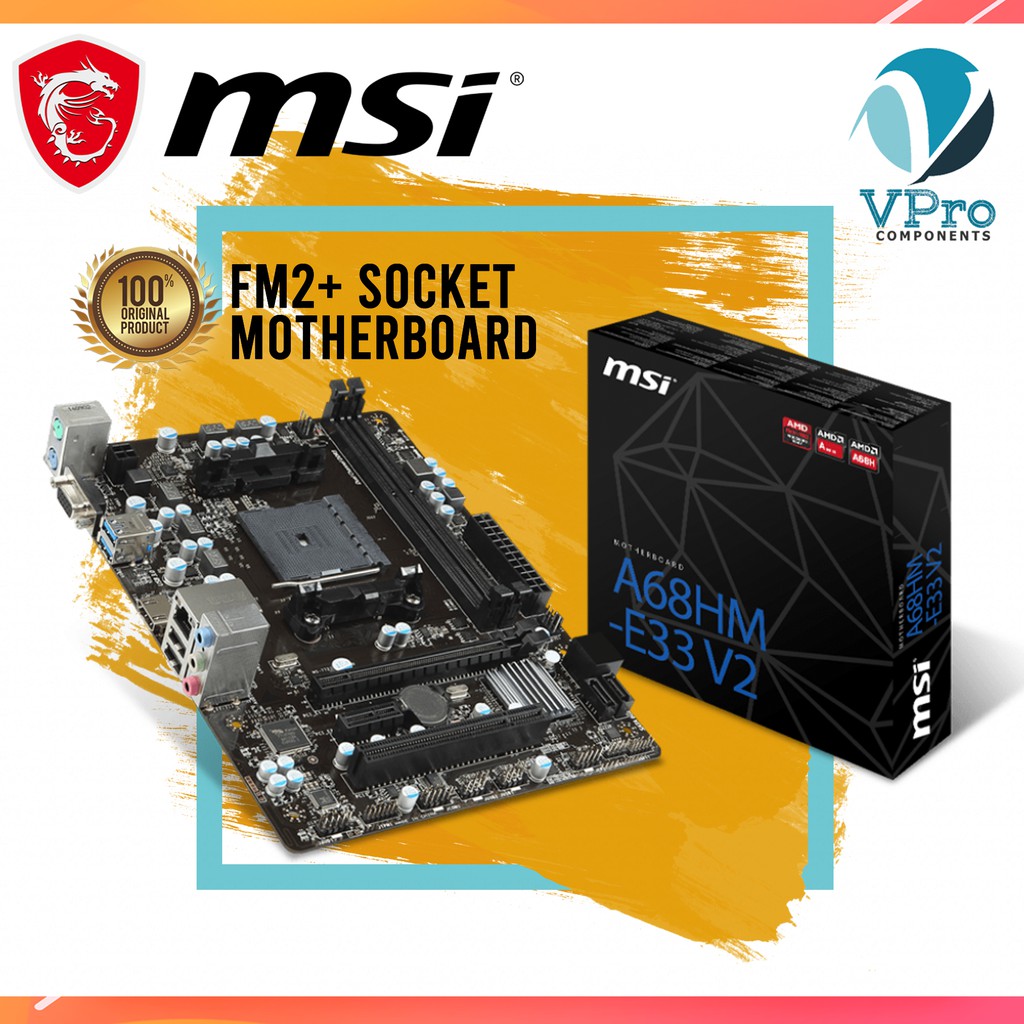 MSI A68HM-E33 v2 motherboard | Shopee Philippines