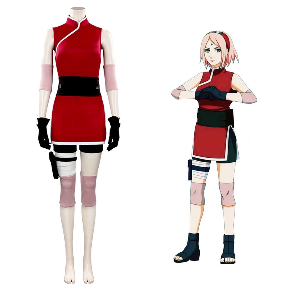 Anime Naruto Haruno Sakura Cosplay Costume Women Outfit Halloween ...