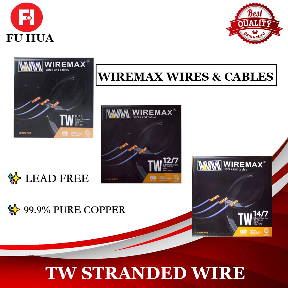 WIREMAX AFFORDABLE TW Stranded Wire 150 METER #14 (2.0mm) #12 (3.5mm ...