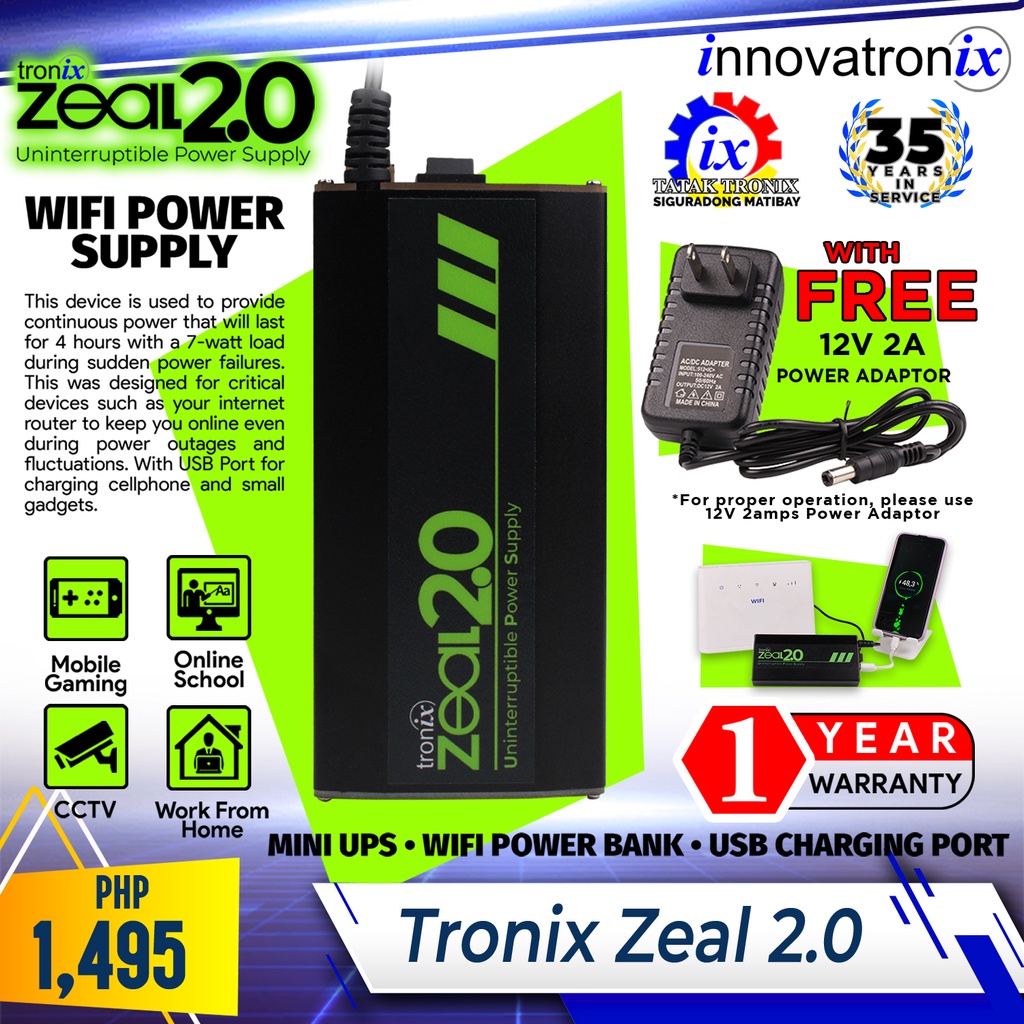 Innovatronix/Tronix Zeal 2.0-Wifi Router UPS with USB Charging Port ...