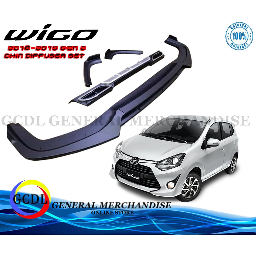 Toyota Wigo 2018-2019 Gen 2 Front and Rear Lip Chin Diffuser Set ...