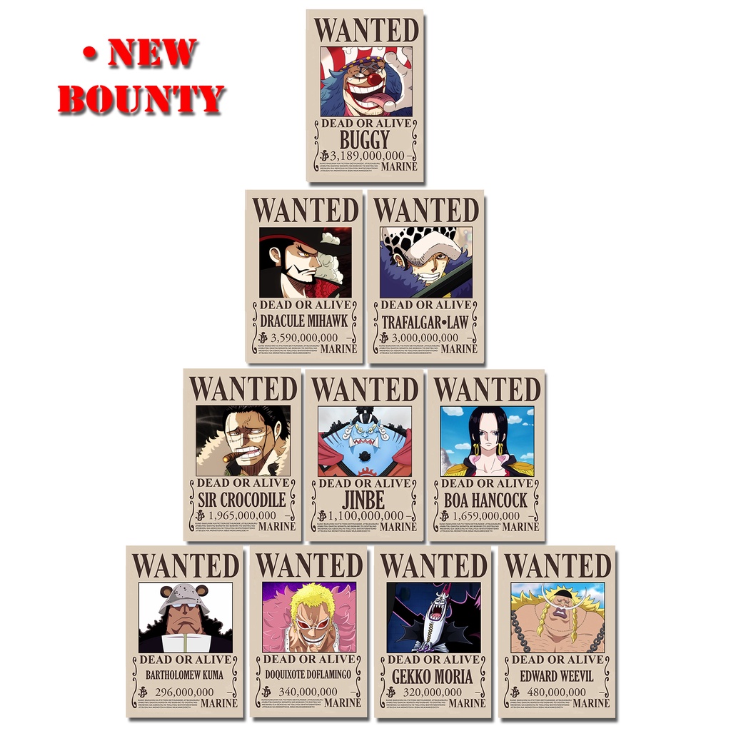 NEW BOUNTY - One Piece Shichibukai / Warlords Wanted Poster | Shopee ...
