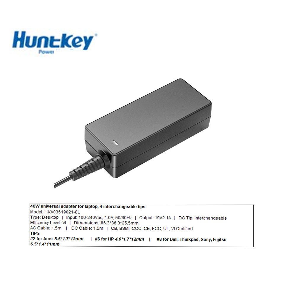 HUNTKEY 40W UNIVERSAL ADAPTER FOR LAPTOP | Shopee Philippines
