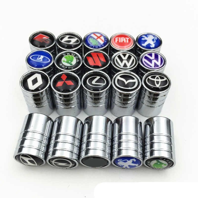4pcs Aluminum Wheels Tire Valve Caps Stem Cover with Brand Logo for ...