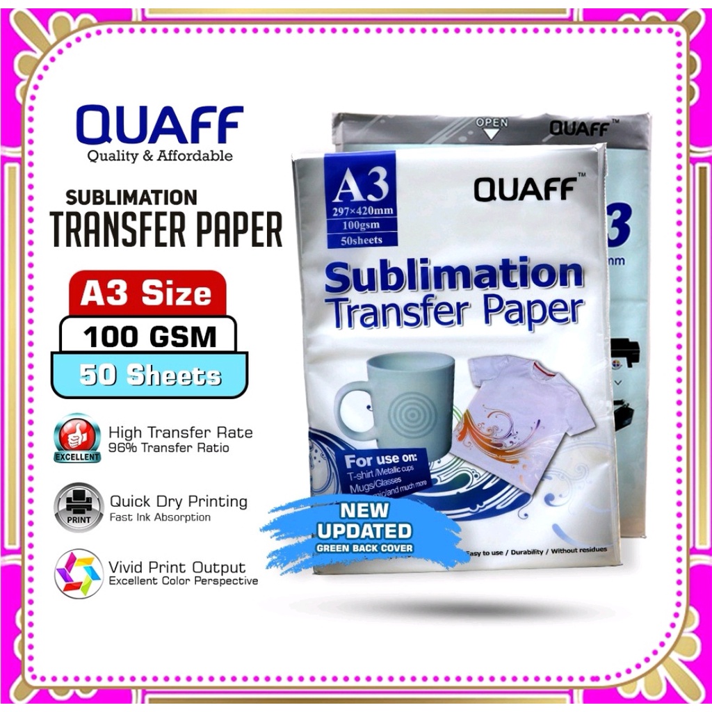 A4/A3 Size QUAFF Sublimation Paper 100gsm - Quick Dry Sublimation Paper ...