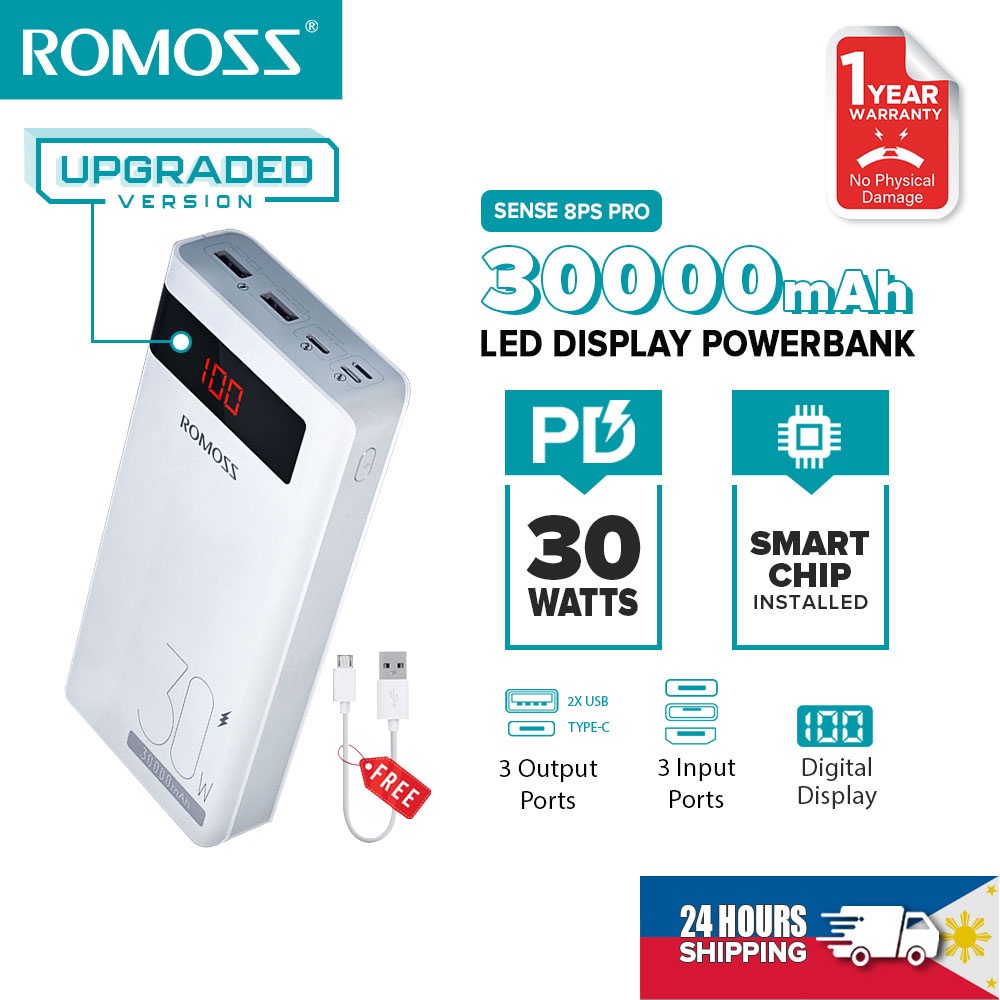Romoss Sense 8PS Pro 30W 30000 mAh Powerbank Two-way Fast Charging ...