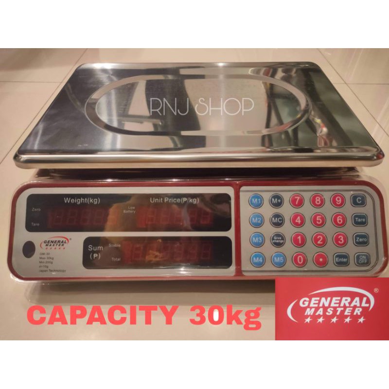 30KG Digital Weighing Scale Price Computing Scale GENERAL MASTER ...