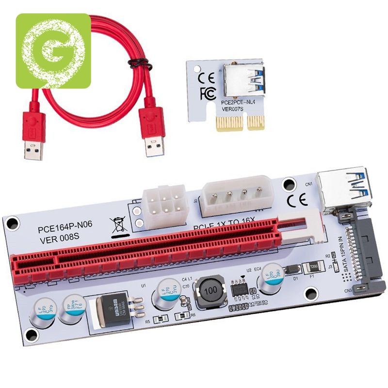 Usb 3.0 pcie pci-e express 1x to 16x gpu extender riser card adapter ...