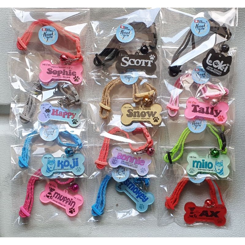 Personalized Acrylic Dog Tag/Cat Tag/Pet Tag with collar | Shopee ...