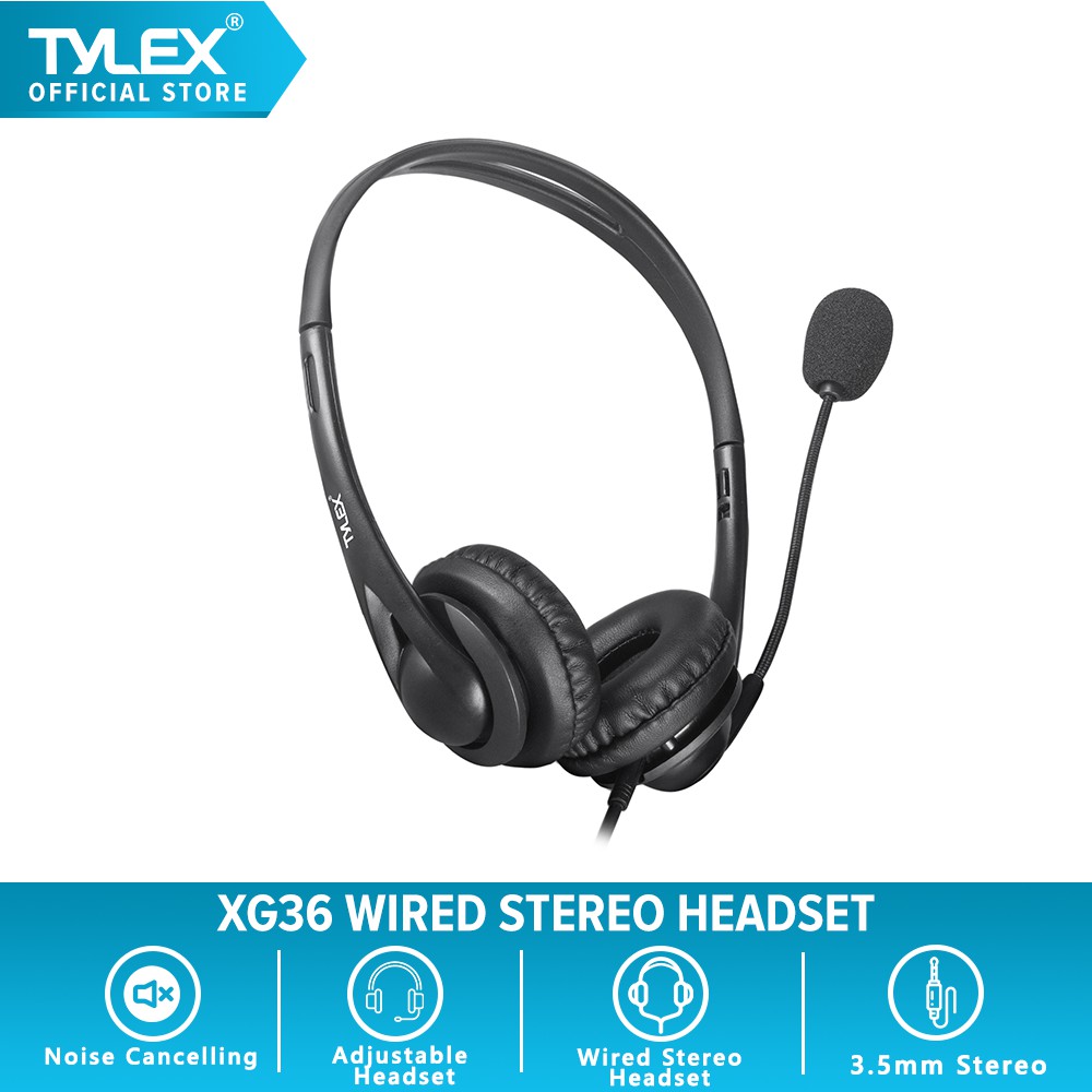 Tylex XG36 Wired Stereo Headset with Mic and Noise Cancellation Mic ...