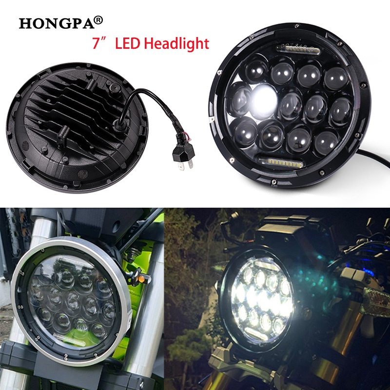 Motorcycle 7 inch LED Headlight H4 Hi-Lo Beam DRL Headlamp for Harley ...