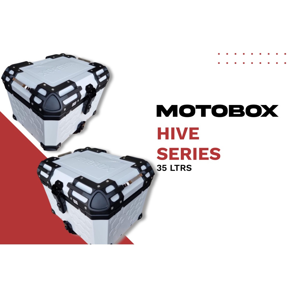 MOTOBOX PREMIUM ALLOY TOP BOX 35 LTRS HIVE SERIES CERAMIC WHITE FINISH ...