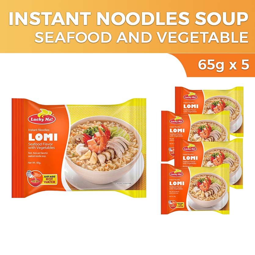 Lucky Me! Instant Noodle Soup Lomi Seafood and Vegetable Flavor 65g X 5 ...