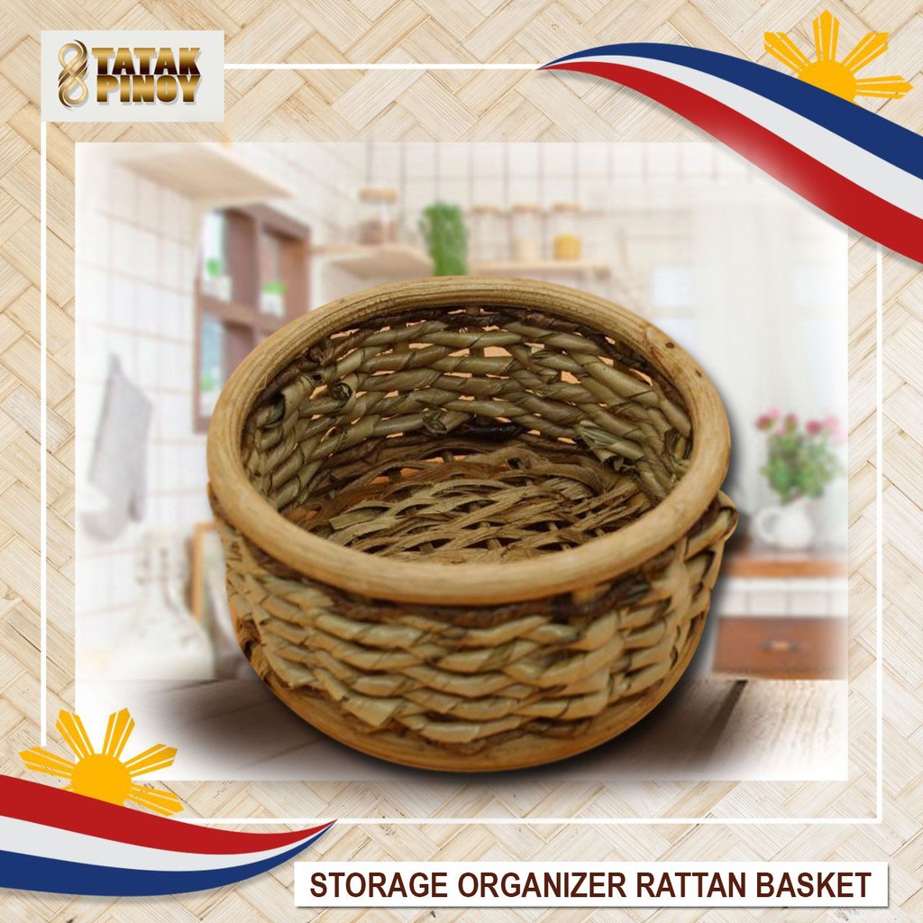 TATAK PINOY Rattan Basket Storage Baskets Shelf Organizer Container ...