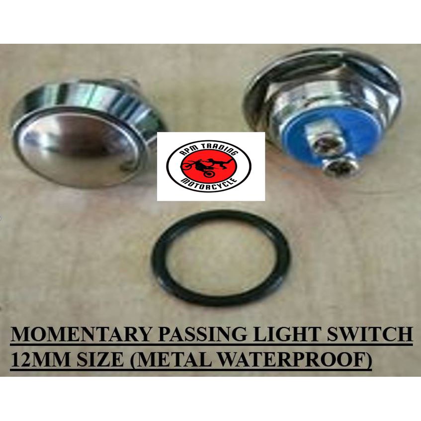 Push Button Momentary Passing Light Switch-Metal Waterproof 12MM ...
