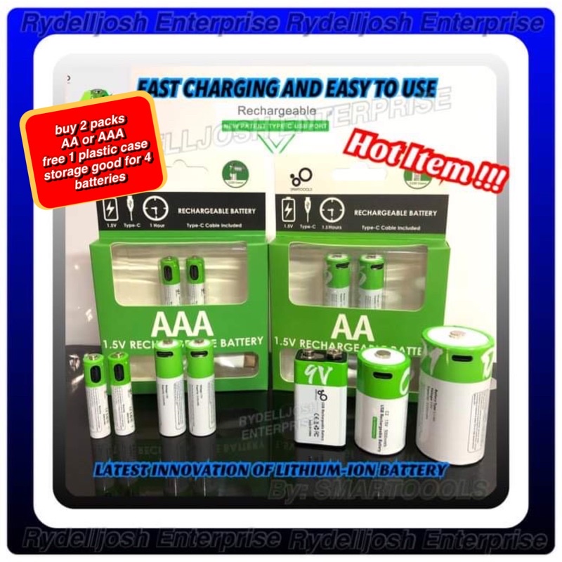 SMARTOOOLS | 1.5V Li-Ion USB Type C rechargeable| AAA-AA-9V-Type C2 ...