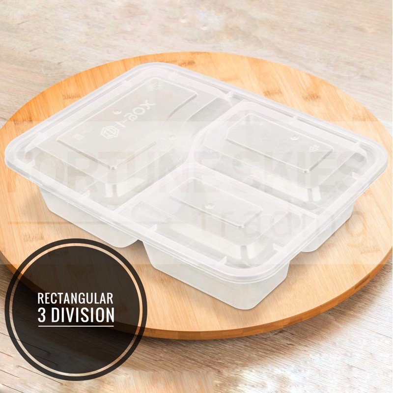 IBox 3-Division Bento Box Rectangular Microwavable Container - 50 pcs ...
