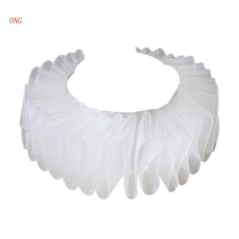 Best Womens Renaissance Elizabethan Ruffled Fake Collar Chiffon White ...