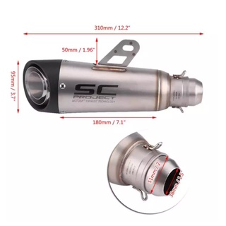 51mmUniversal Canister Motorcycle Exhaust Muffler Pipe Tailpipe Exhaust ...