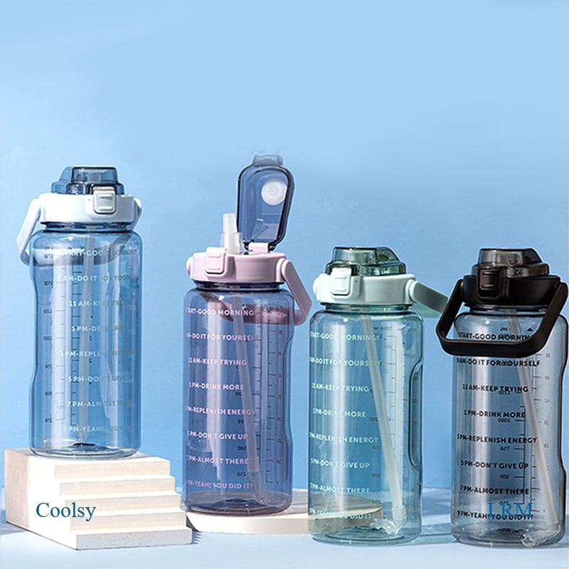 COOLSY 2000mL Transparent Water Bottle Cute Sticker Portable Scale ...