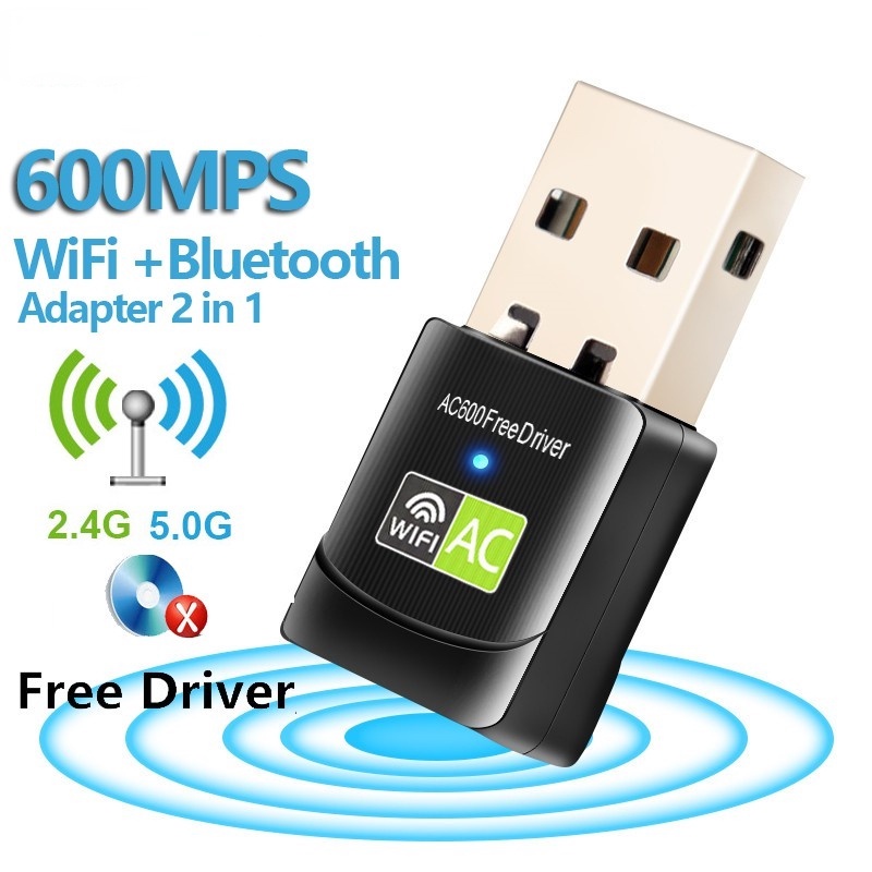 Wireless WiFi Bluetooth Adapter 2 in 1 adapter wifi dongle 600Mbps USB ...