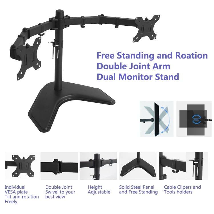 Dual Monitor Bracket with Base18-27“ Monitor capacity 8kg per monitor ...
