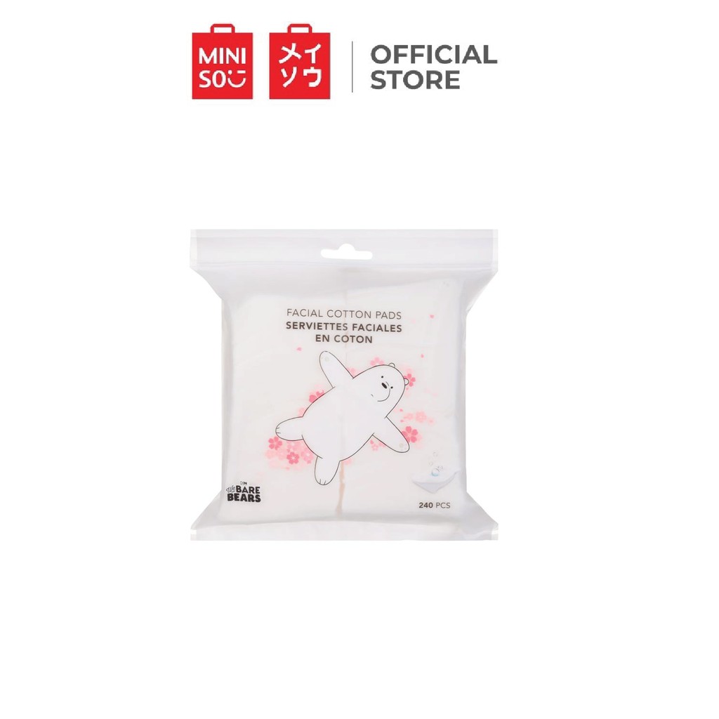 Miniso We Bare Bear Ice Bear Facial Cotton Pads (240Pcs) | Shopee ...