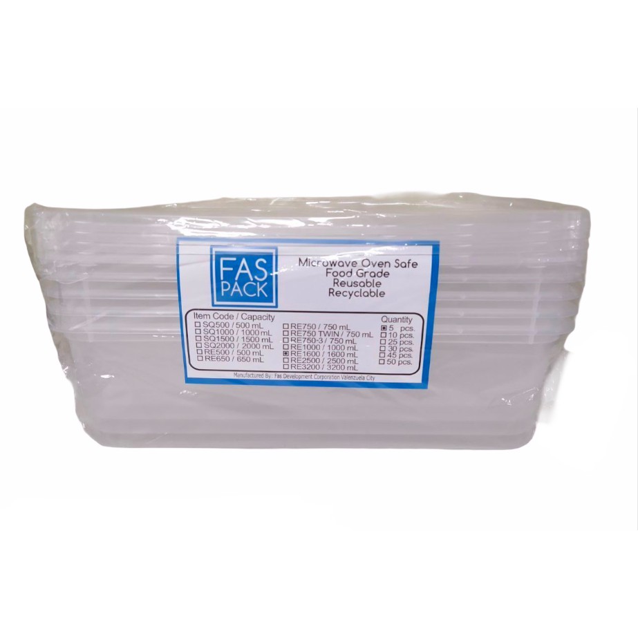 Microwavable rectangular container 1600ml 5sets/pack | BeeCost