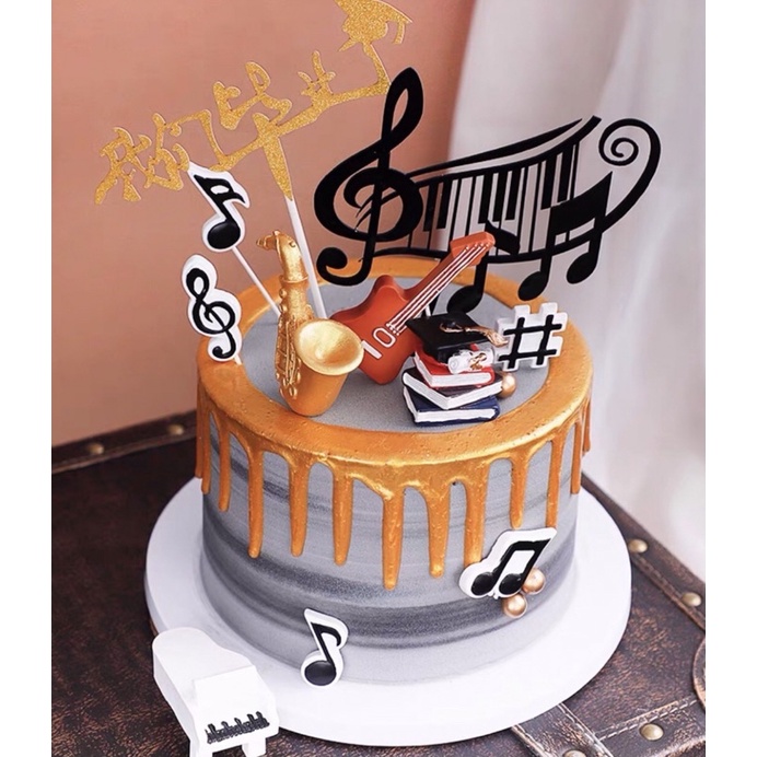 Musical notes G clef sax piano guitar cake topper | Shopee Philippines